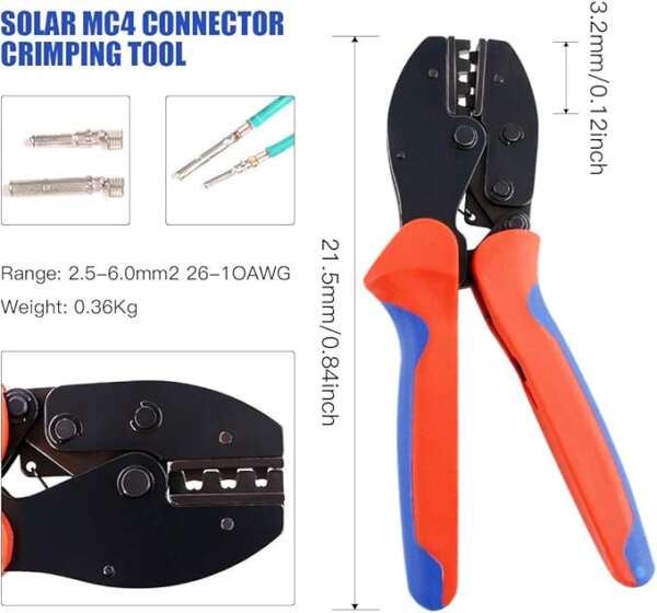 Solar Crimping Tool for AWG26-10 (2.5 / 4 / 6mm² PV Cables) ‣ SOLARONLINE